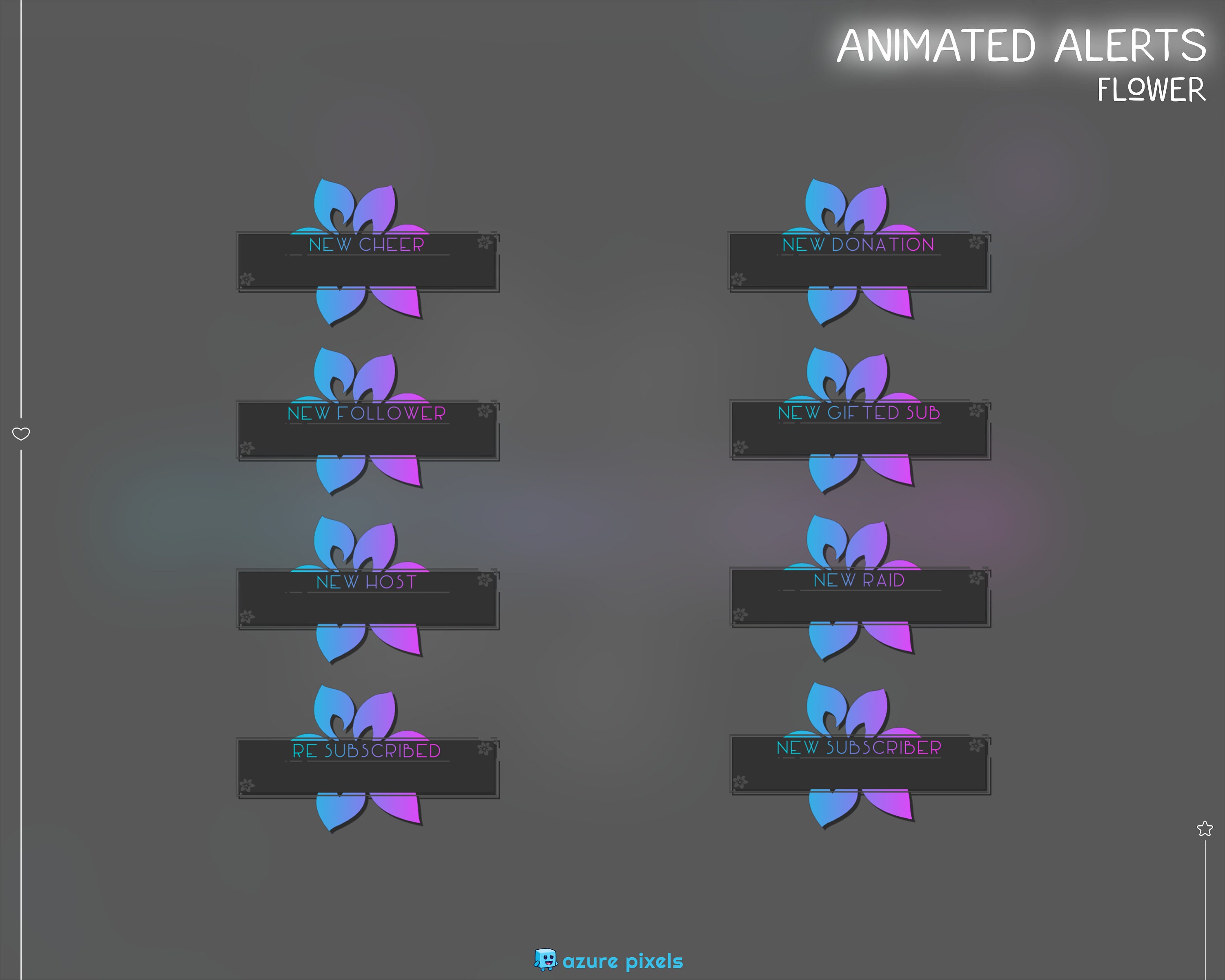 Flower Animated Stream Pack Dark Theme Twitch Animated Overlays ...
