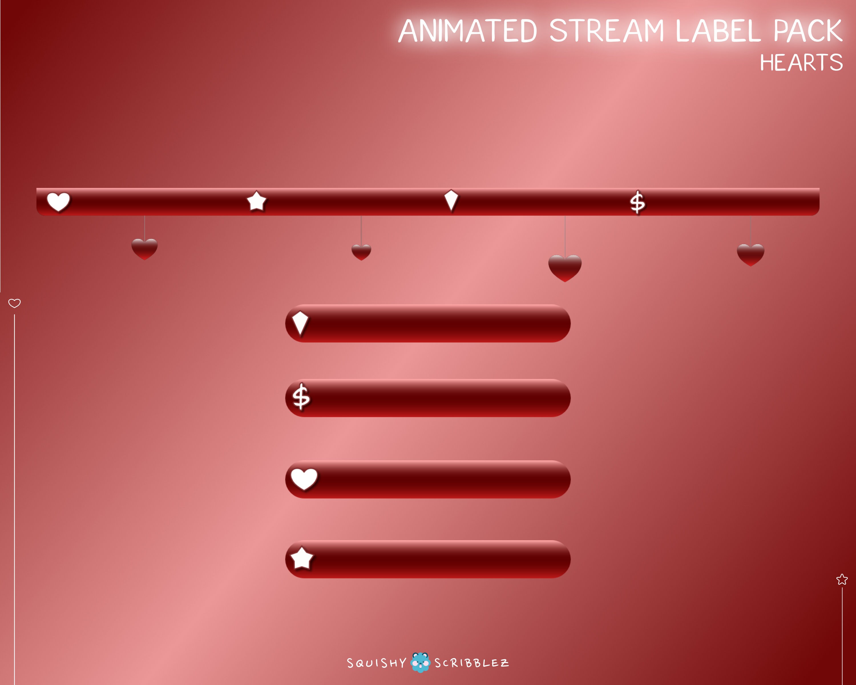 Hearts Stream Label Package Animated Valentine Stream Twitch Youtube ...