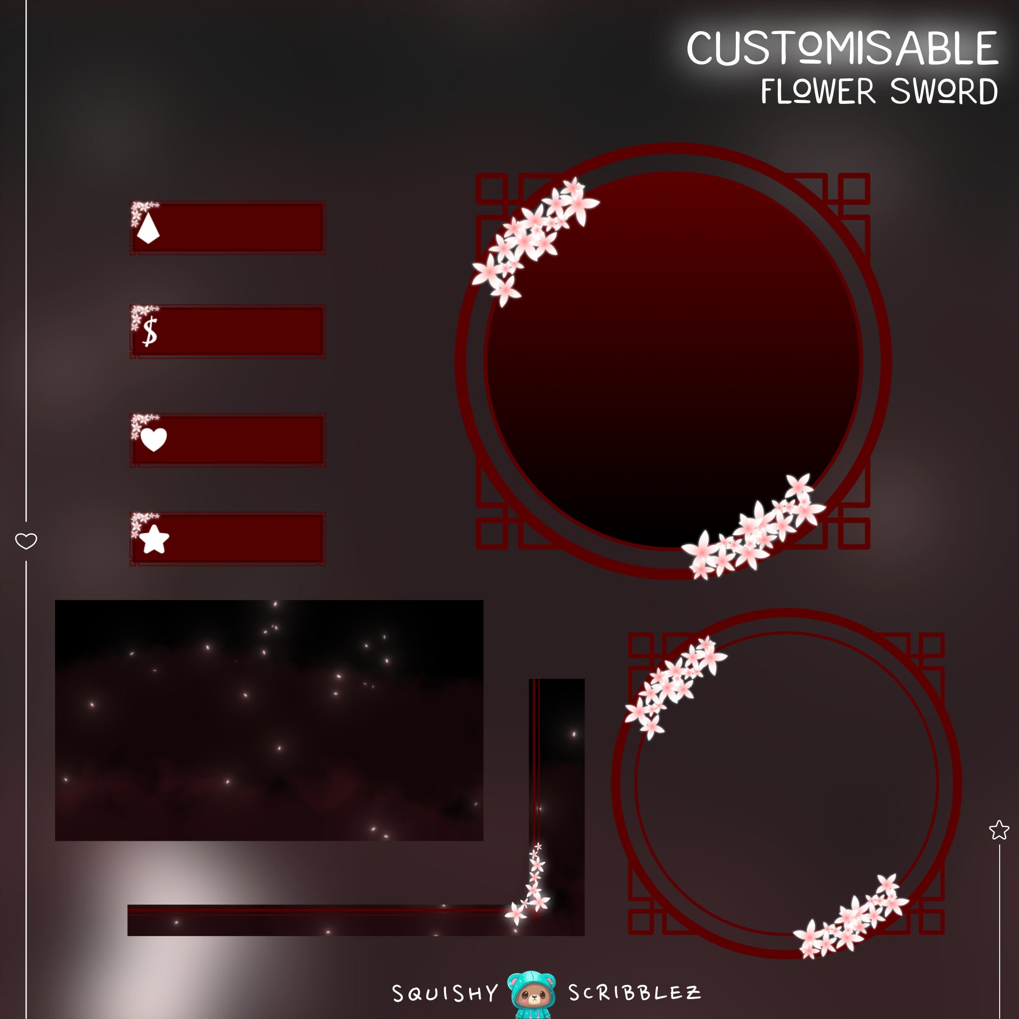 Flower Blade Screen & Overlay Package Twitch Animated Overlays Screens ...
