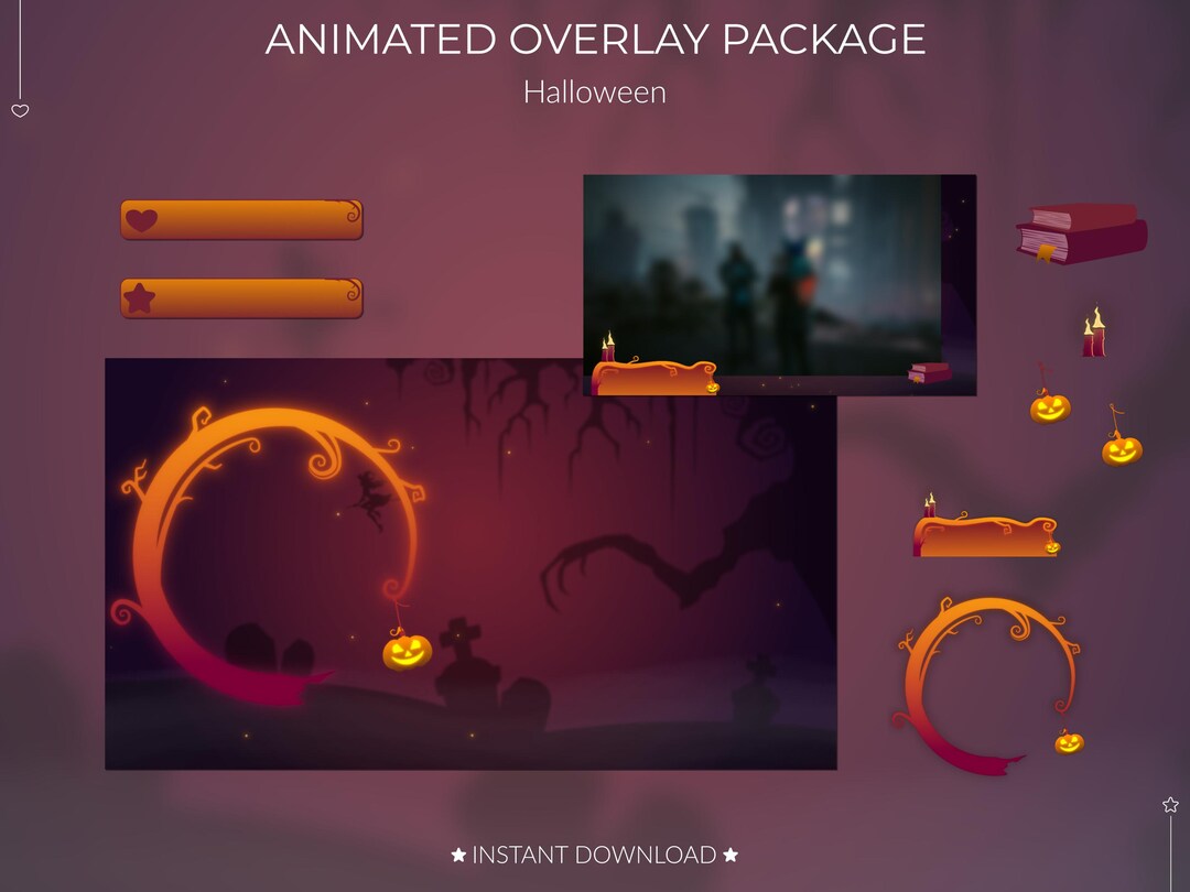 Halloween Animated Overlay Pack | Twitch | Vtuber | Spooky | Orange ...
