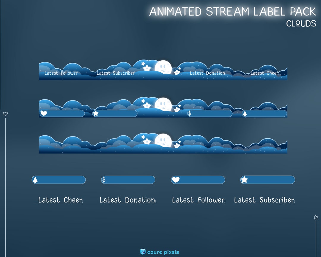 Cloud Animated Stream Overlay Label Pack Ready to Use Twitch Recent ...