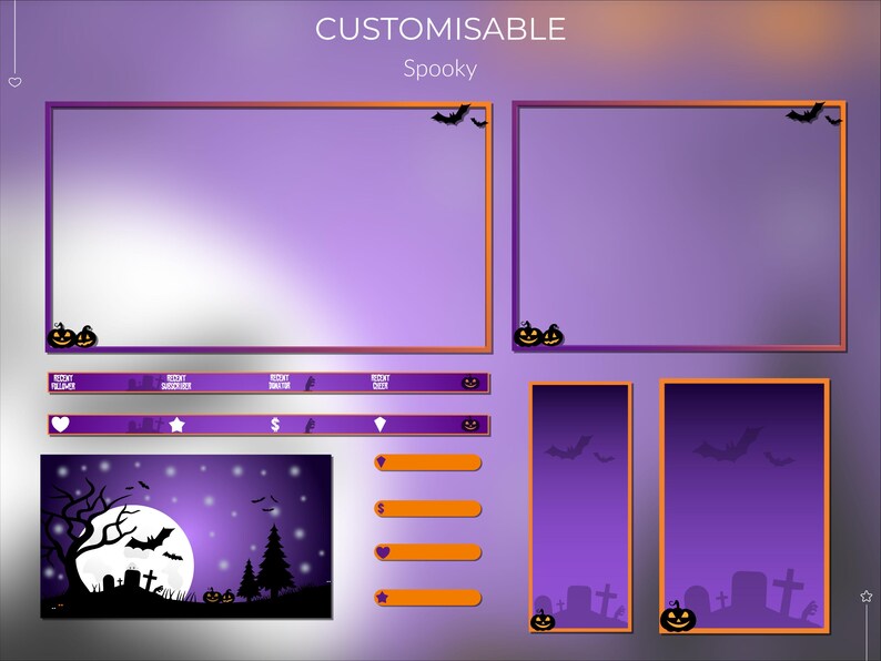 Purple Spooky Halloween Stream Overlay Pack: Animated Screens, Overlays ...