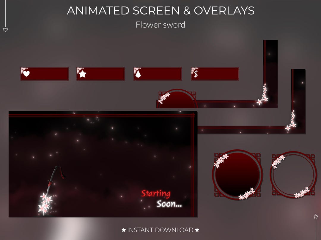 Flower Blade Screen & Overlay Package | Twitch | Animated Overlays ...