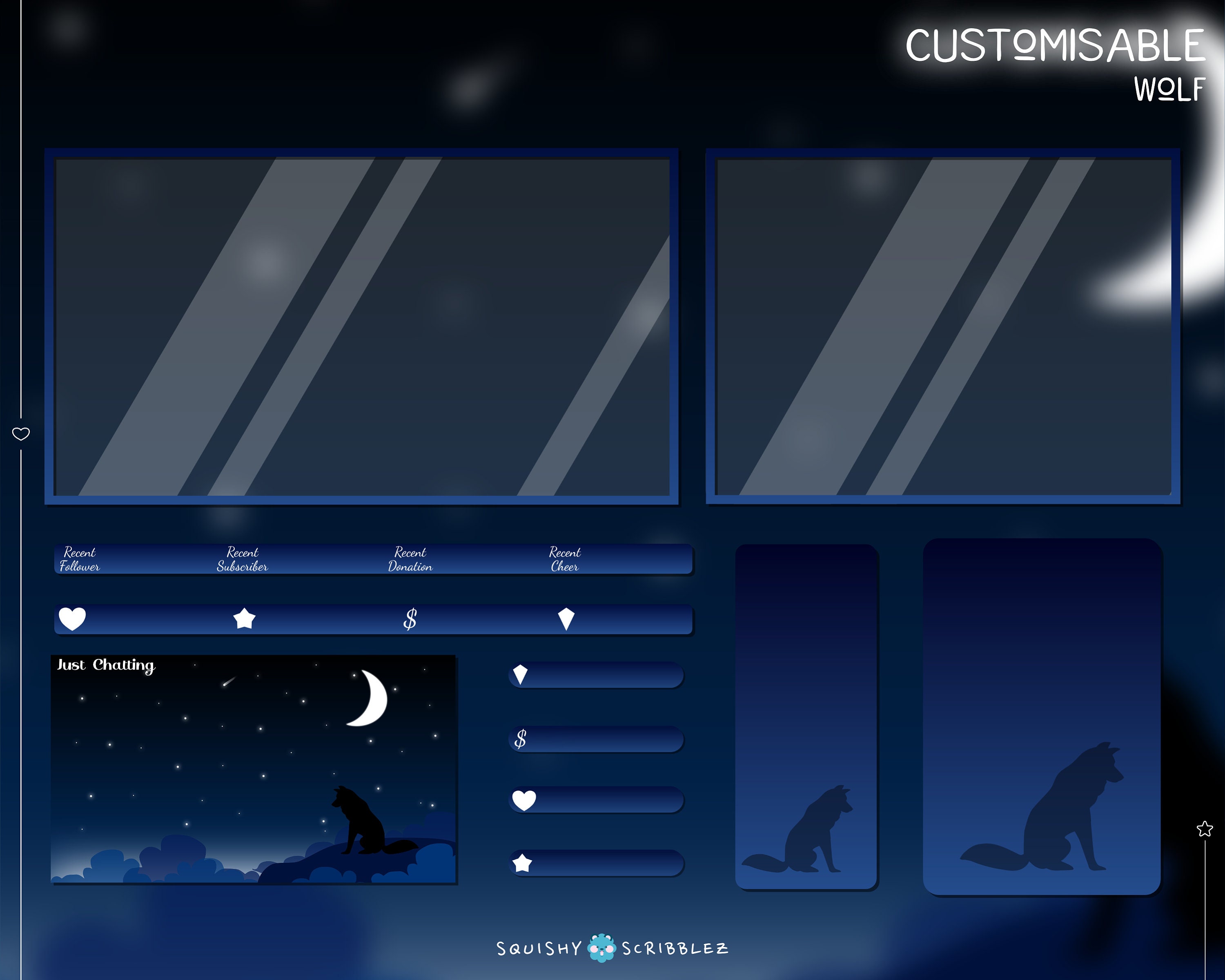Simple Animated Wolf Stream Package Night Sky Stream - Etsy Canada