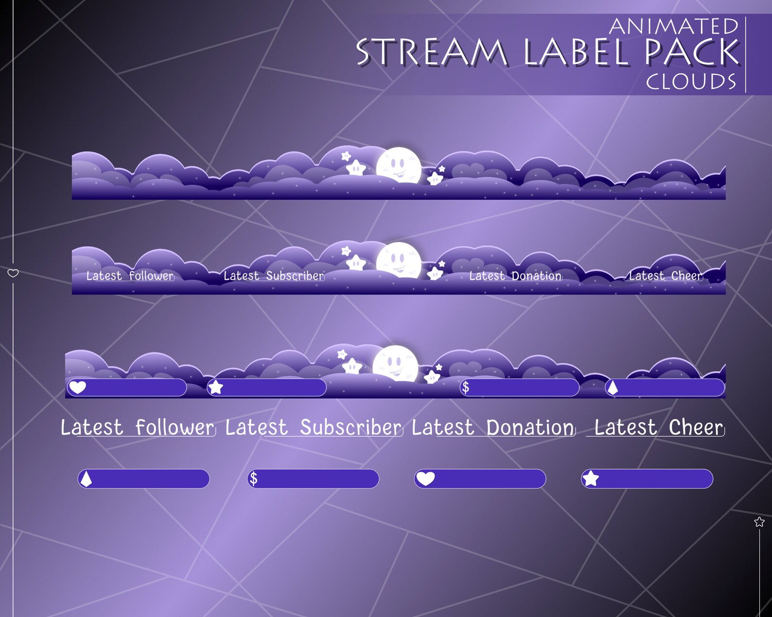 Cloud Animated Stream Overlay Label Pack Ready to Use - Etsy