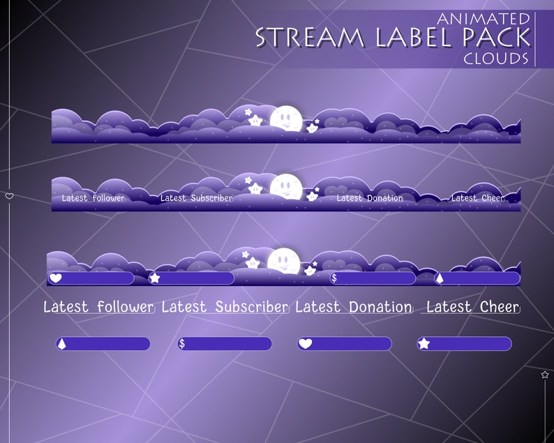 Cloud Animated Stream Overlay Label Pack Ready to Use - Etsy