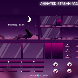 Simple Animated Wolf Stream Package Pink Night Sky Stream Screens ...