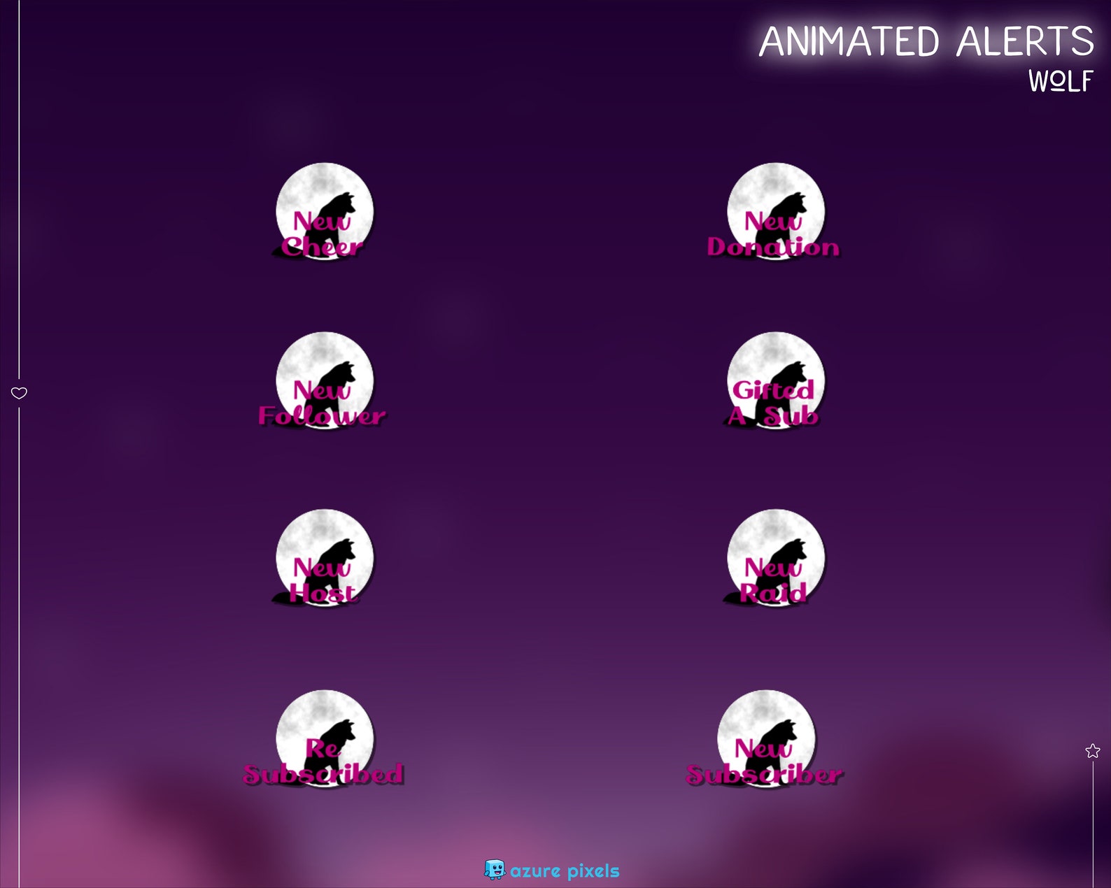 Simple Animated Wolf Stream Package Pink Night Sky Stream Screens ...