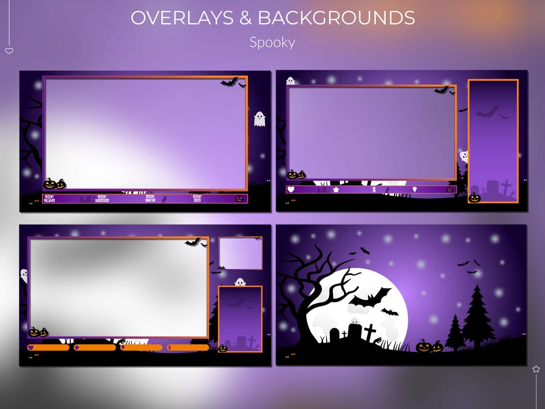 Purple Spooky Halloween Stream Overlay Pack: Animated Screens, Overlays ...