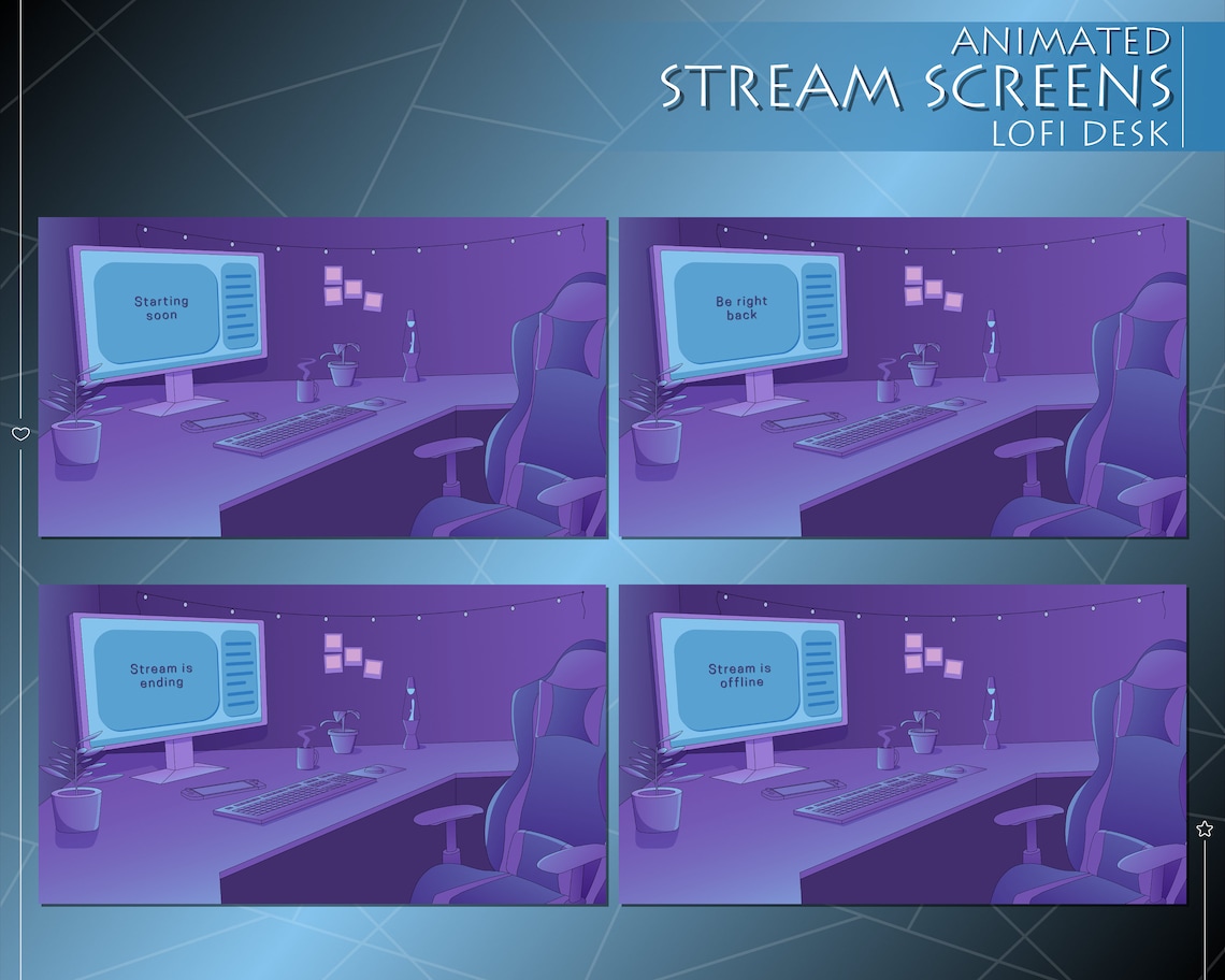 Lofi Desk Stream Package Animated Twitch Overlays - Etsy