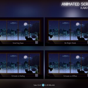 Rainy Night Stream Screens Animated Twitch Youtube Streamers Cozy Chill ...