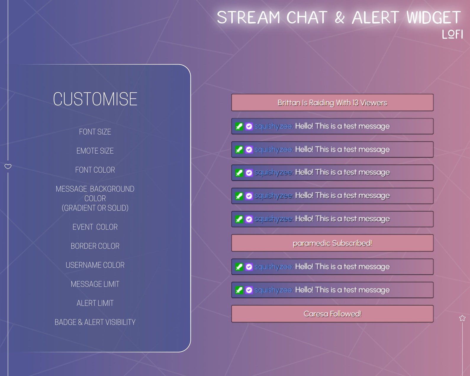 Lofi Gradient Stream Chat & Alert Widget Customisable Overlay Twitch ...