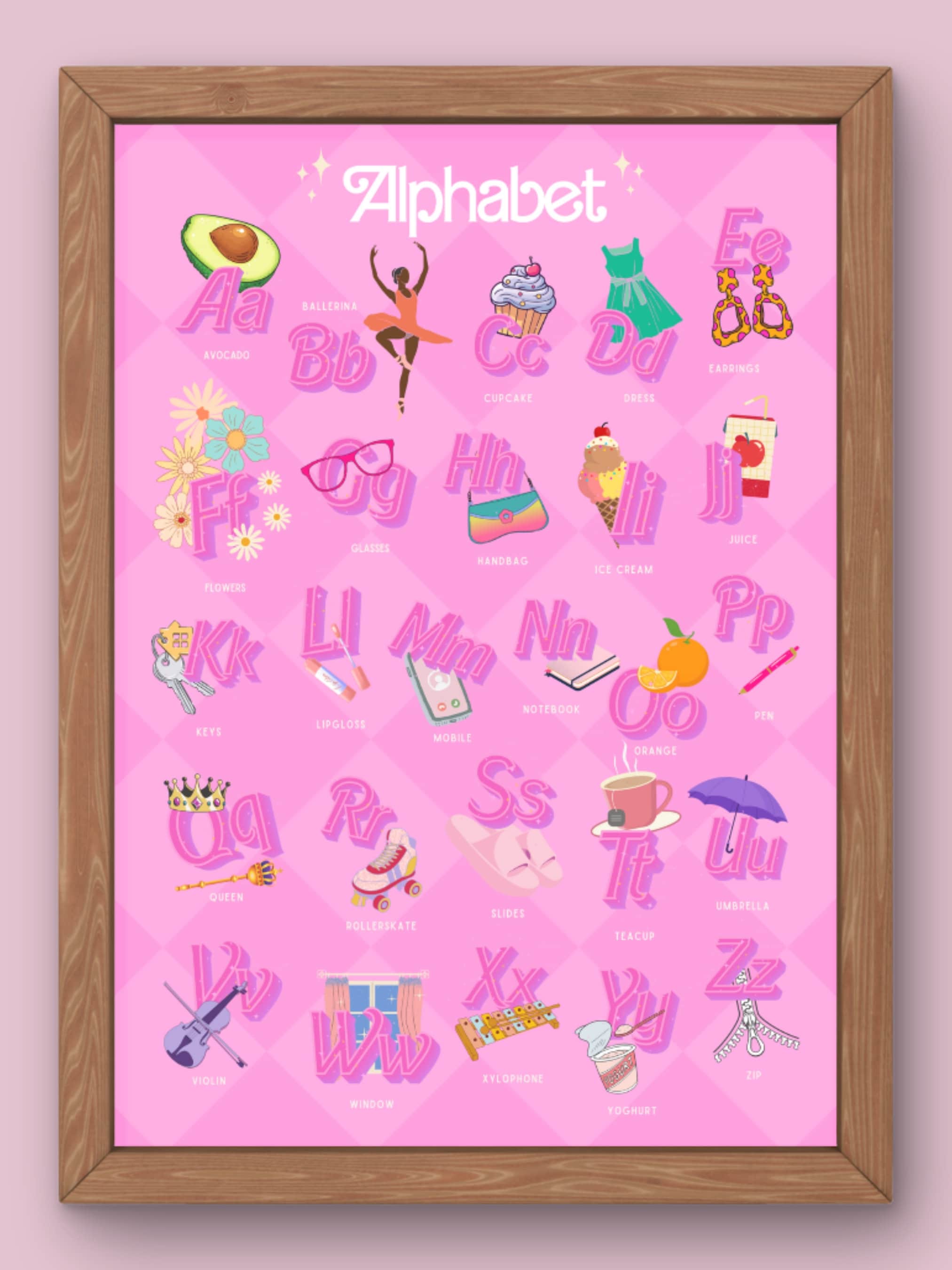 Barbie Alphabet Educational Poster Barbie Collector Girl's Wall Decor ...