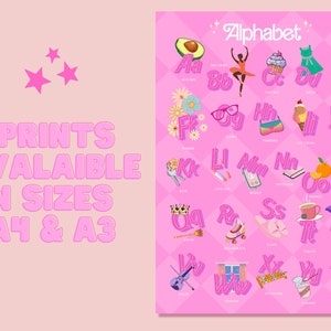 Barbie Alphabet Educational Poster Barbie Collector Girl's Wall Decor ...