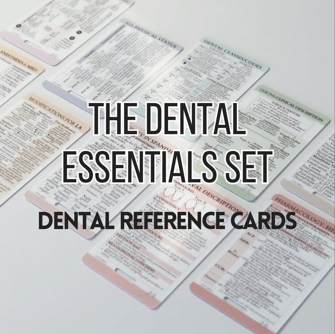 Dental Essentials Card Set | 10 Quick Reference Badge Buddy for Hygiene ...