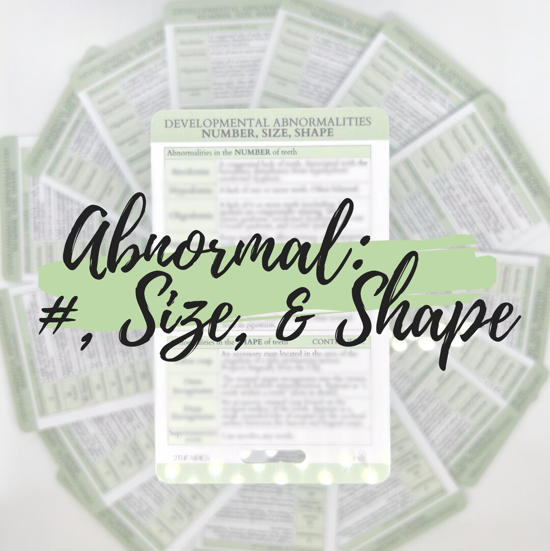 Tooth Abnormalities in Size Shape. Quick Reference Card - Etsy