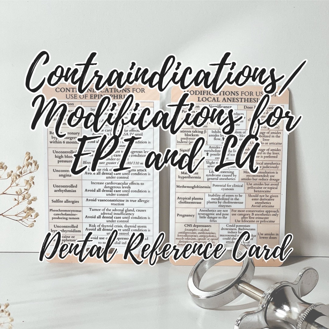 Contraindications/modifications: EPI and LA. Reference Card, Study Card ...
