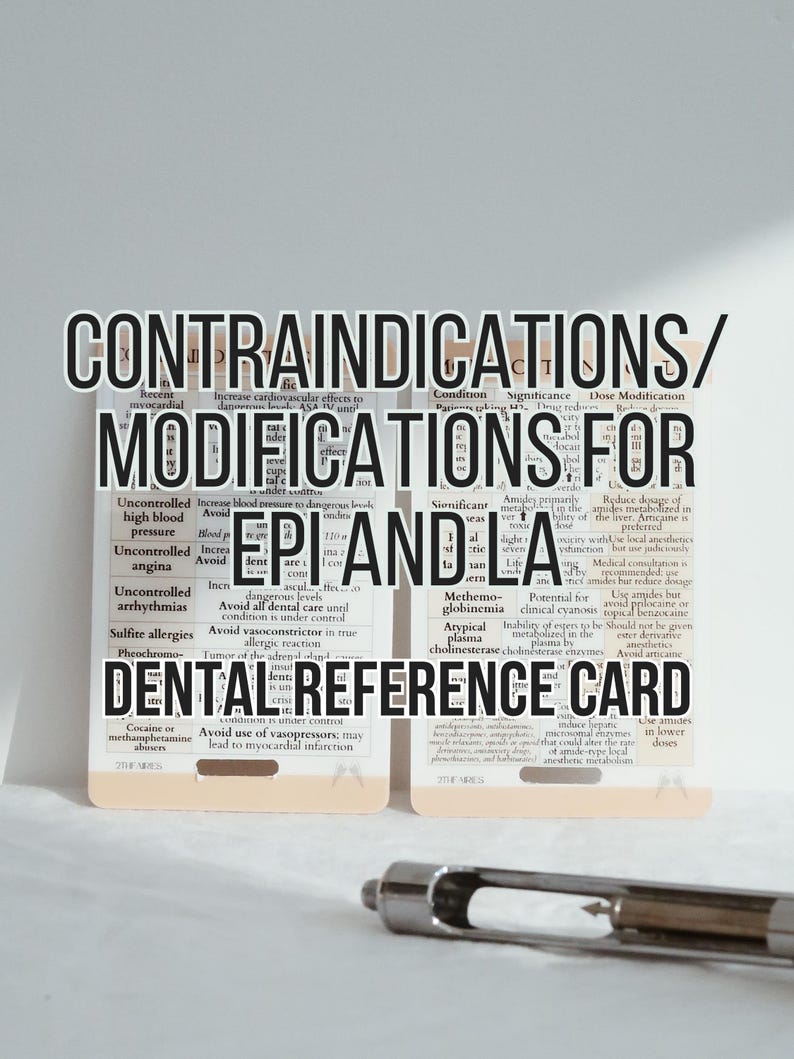 EPI & Local Anesthesia Card: Contraindications / Modifications Quick ...