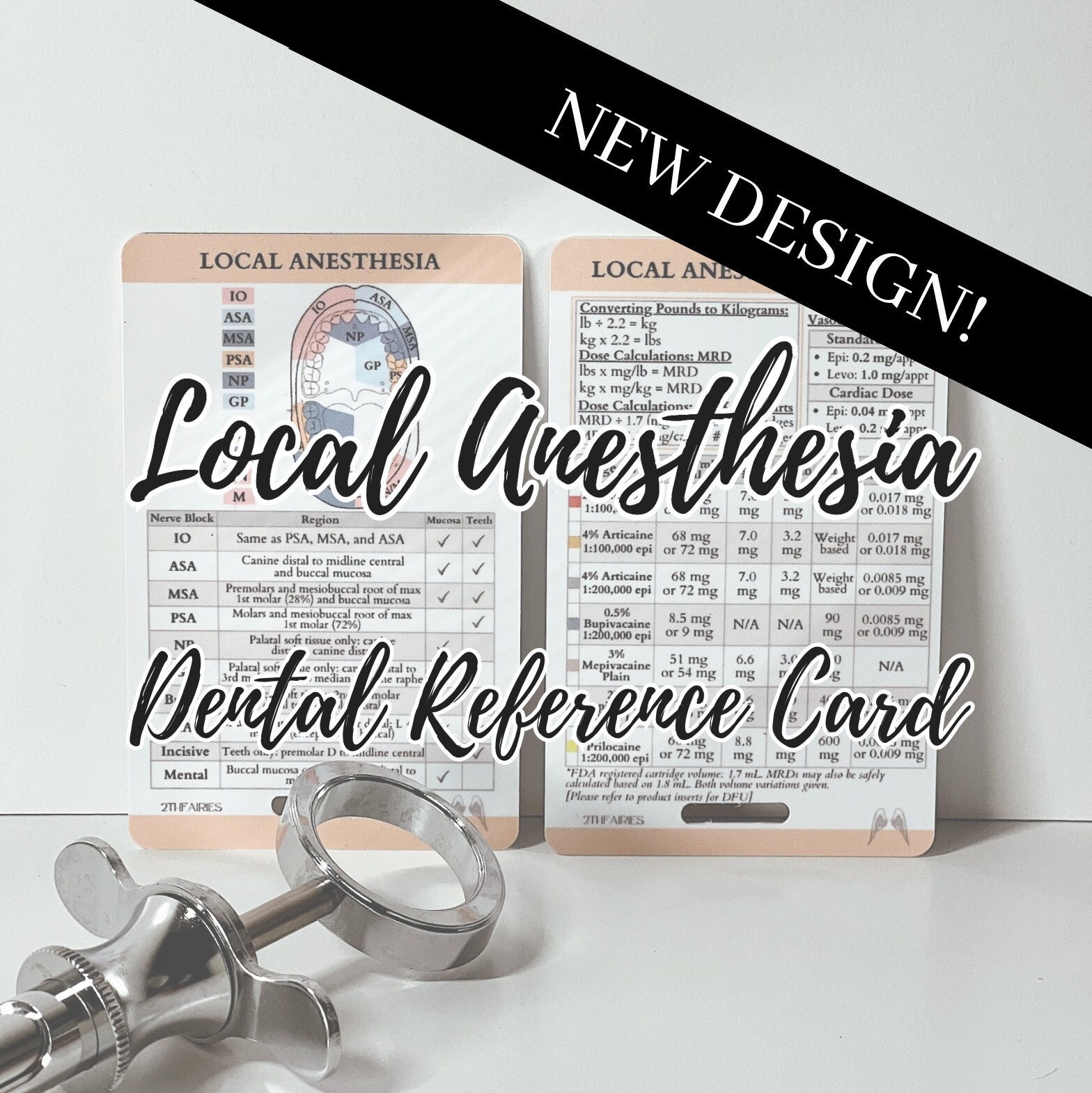 Local Anesthesia. Quick Reference Card Study Card Dental - Etsy