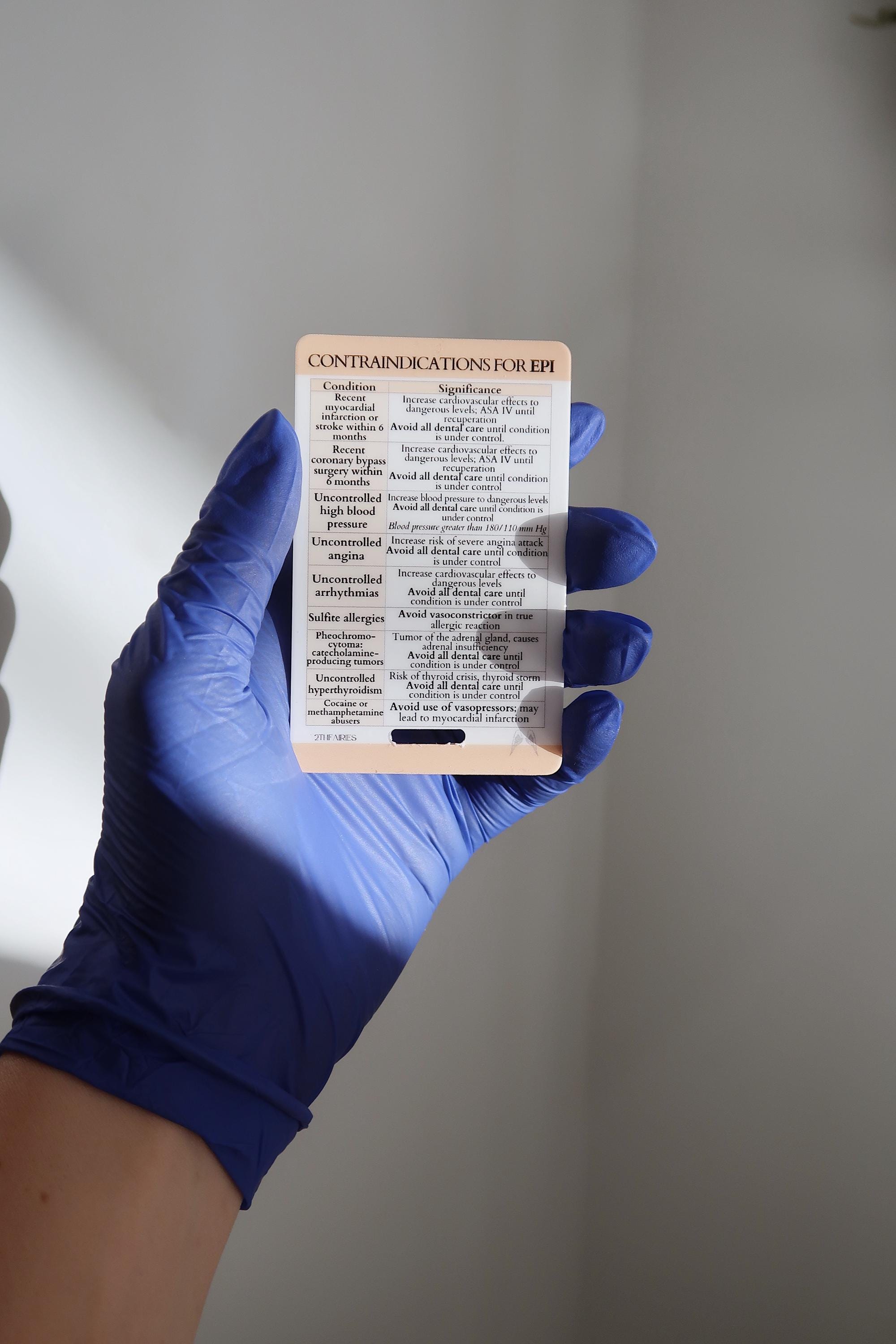 EPI & Local Anesthesia Card: Contraindications / Modifications Quick ...