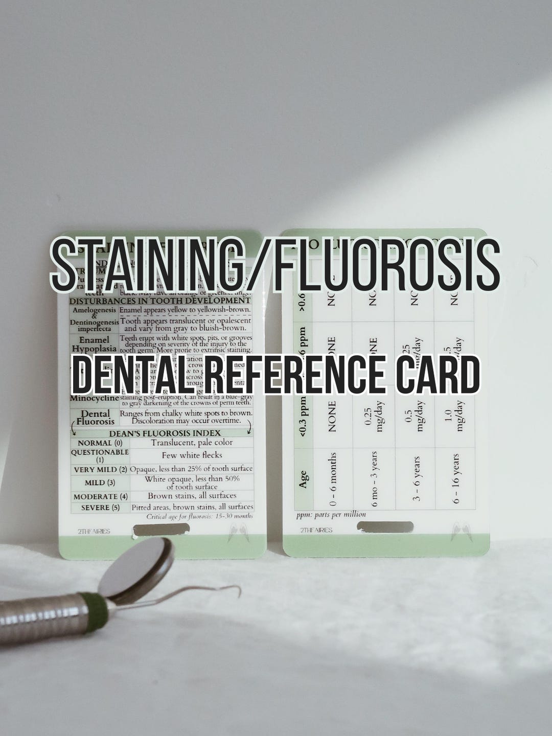 Intrinsic Stain & Fluorosis Card: Quick Reference Badge Buddy for ...