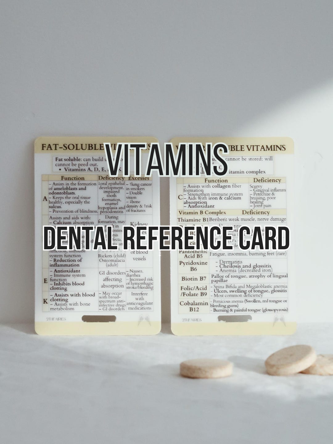 Vitamins Reference Card: Quick Study Badge Buddy for Hygienists ...