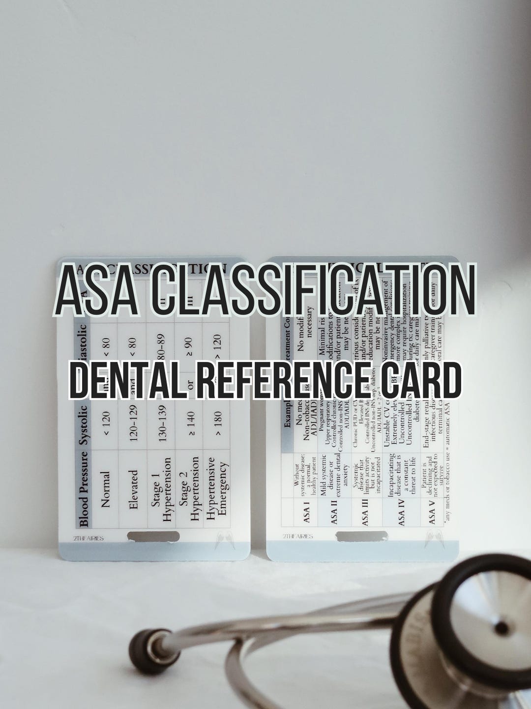 ASA Classification Card: Quick Reference Badge Buddy for Hygienists ...