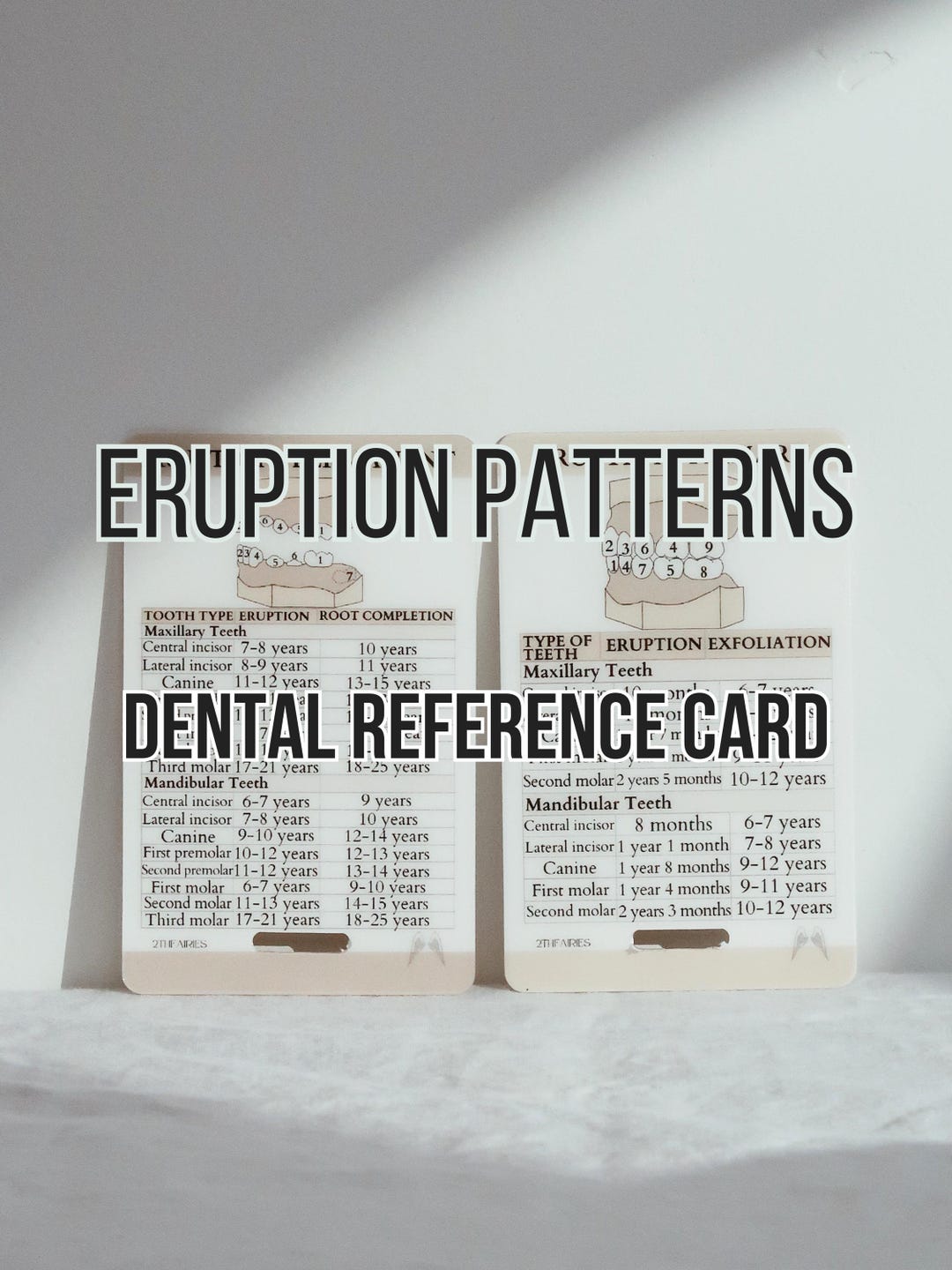 Eruption Patterns Reference Card: Quick Study Aid for Dental Hygiene ...