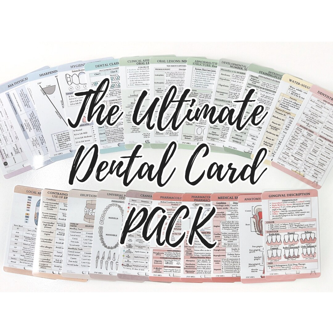 ULTIMATE Dental Card Pack 23. Quick Reference Cards, Study Cards ...