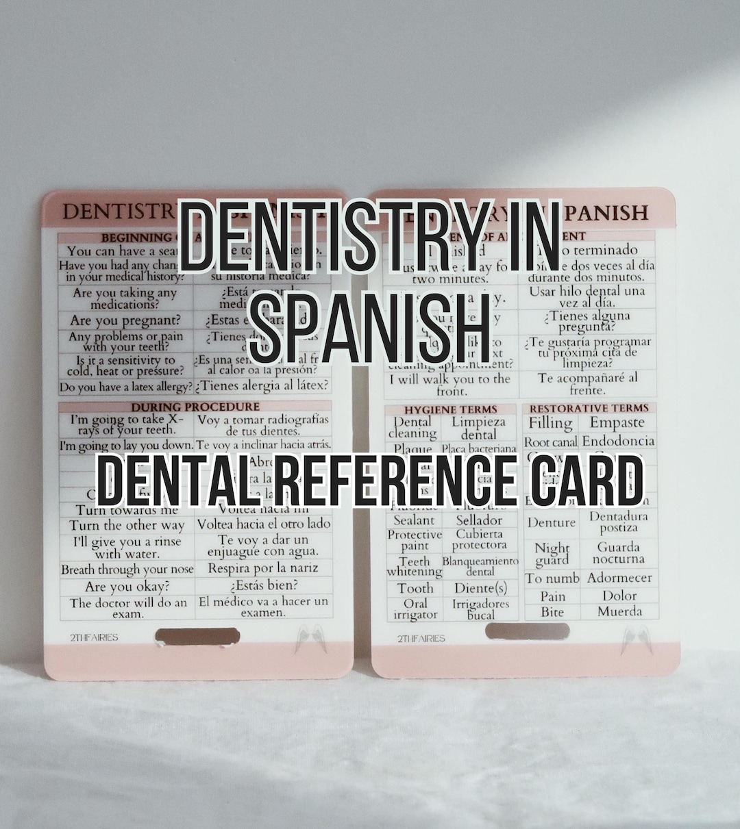 Dentistry in Spanish Card: Quick Reference Badge Buddy for Hygienists ...