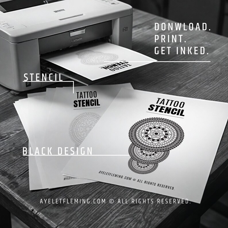 Polynesian Triple Mandala Turtle Shell Tattoo Stencil Digital Design ...