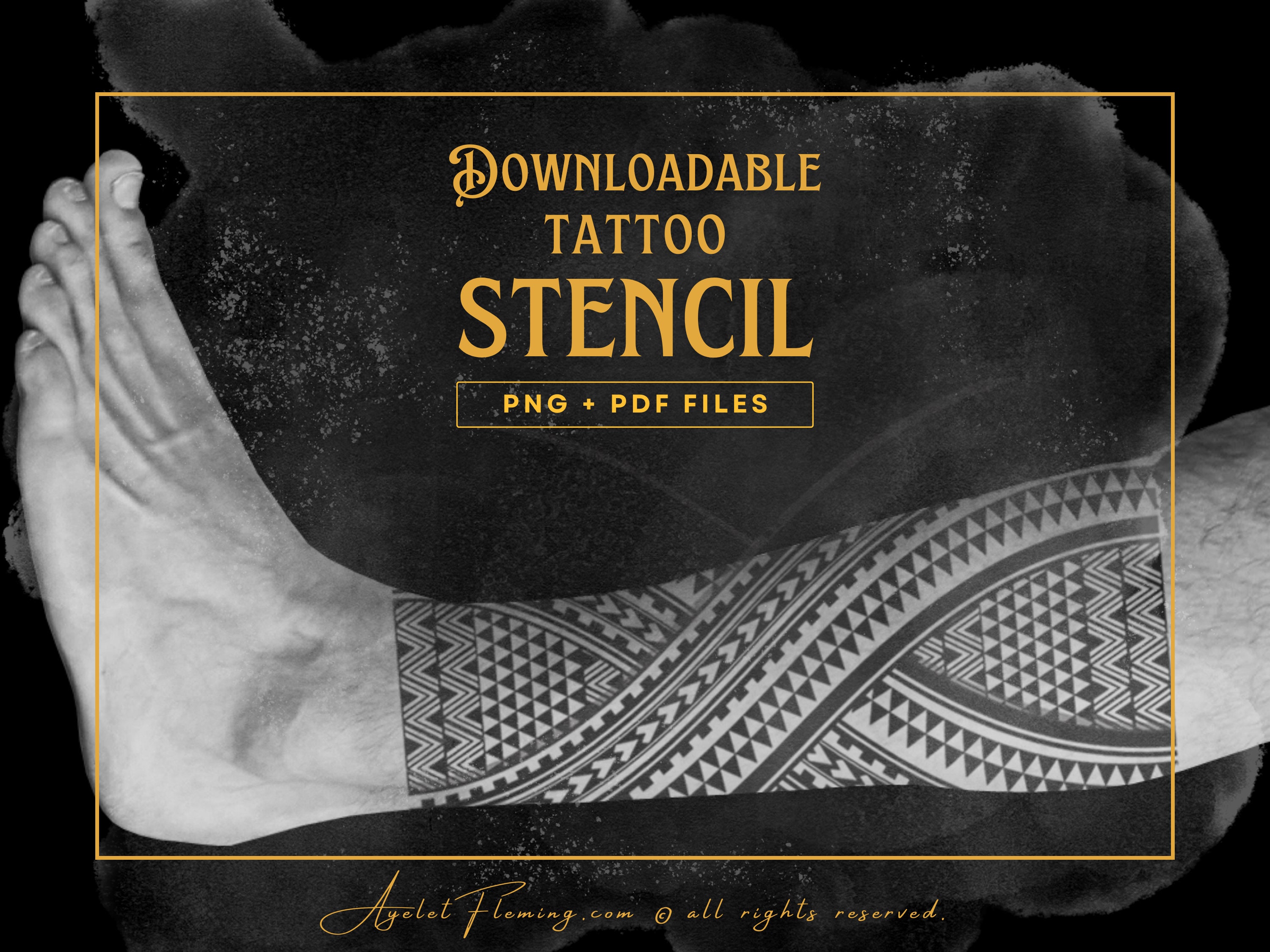 Bespoke Polynesian Tattoo Stencil With Hawaiian Flash Art for Strength ...