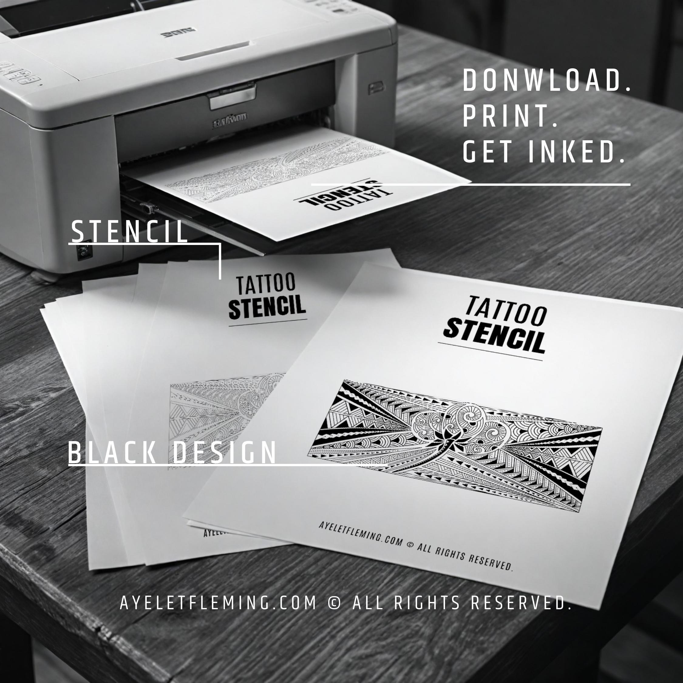 Hawaiian Tribal Armband Tattoo Stencil: Floral Digital Design Pattern ...