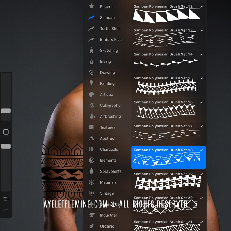 Samoan Tribal Tattoo Procreate Brush Set Tool, Polynesian Geometric ...
