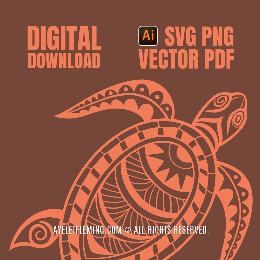 Hawaiian Sea Turtle Honu Tribal Tattoo, Digital Graphic Vector ...