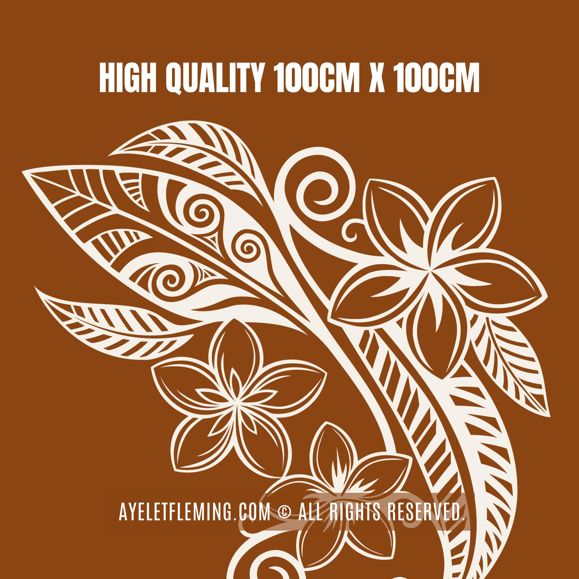 Polynesian Frangipani SVG Tribal Leaves Shark Teeth, Hawaiian Plumeria ...