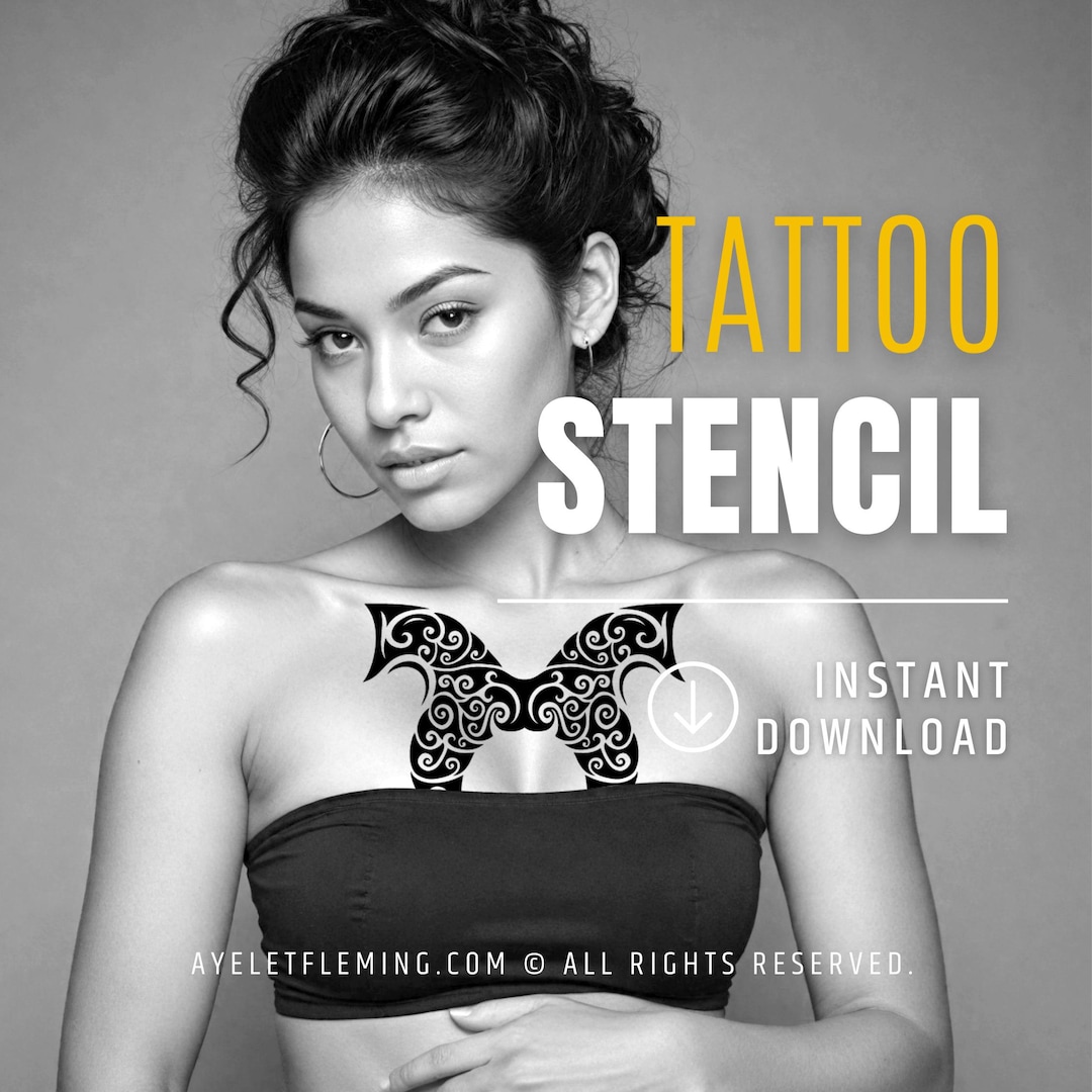 Polynesian Tribal Tattoo Stencil of Taurus Zodiac Star Sign – Astrology ...