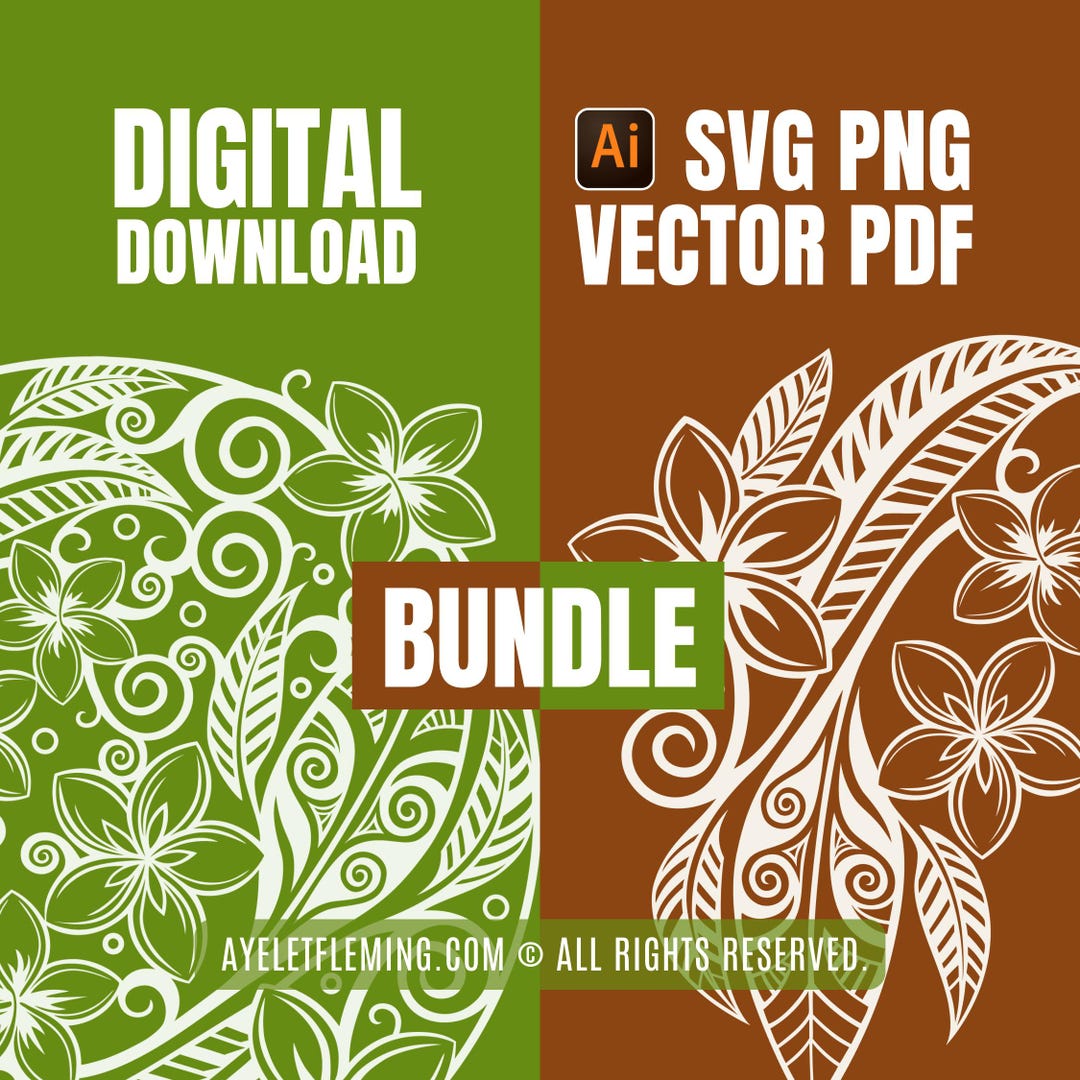 Polynesian Frangipani Bundle Vector SVG Tribal, Dgital Shark Teeth ...
