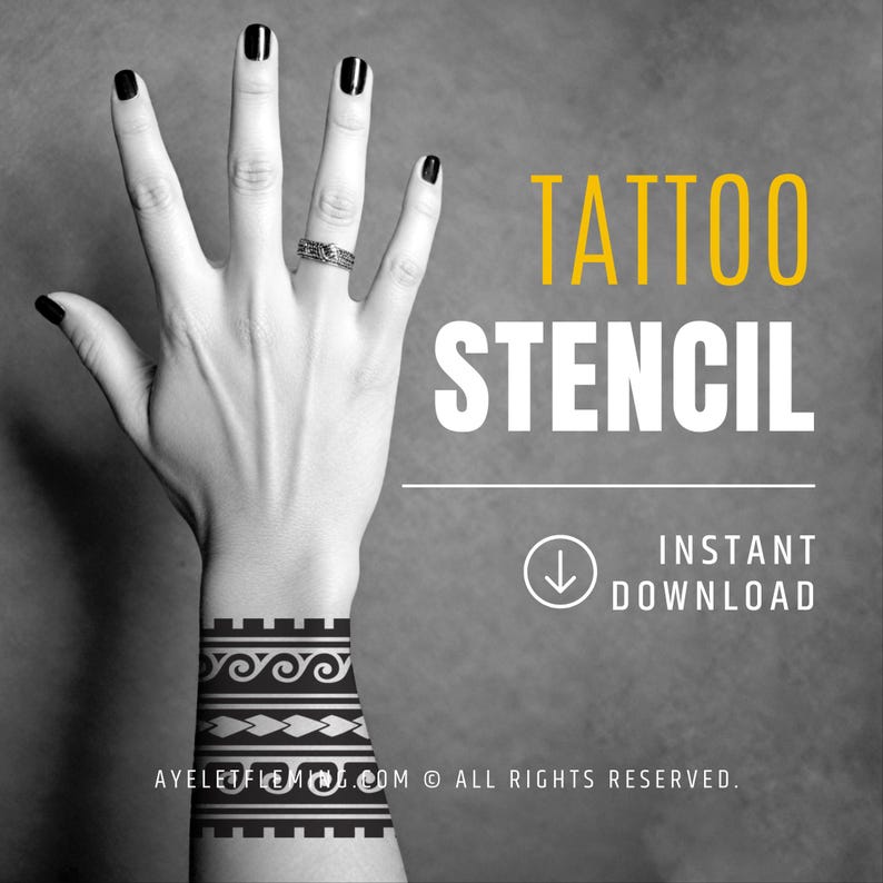 Polynesian Arm Band Sleeve Tattoo Flash Stencil Design, Hawaiian Tribal ...