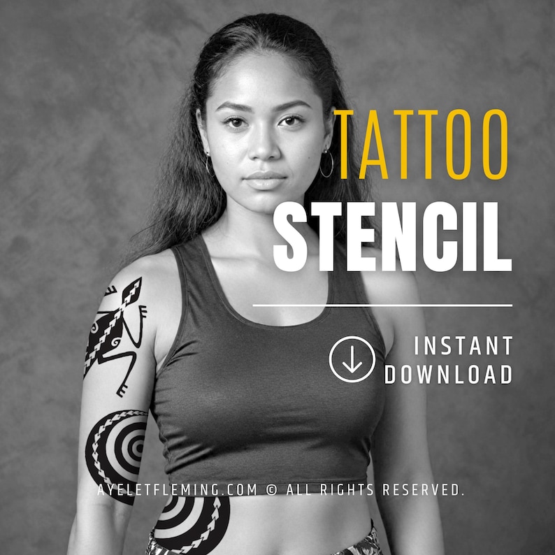 Polynesian Lizard Tattoo Stencil Flash Sheet: Hawaiian Tribal Symbol of ...