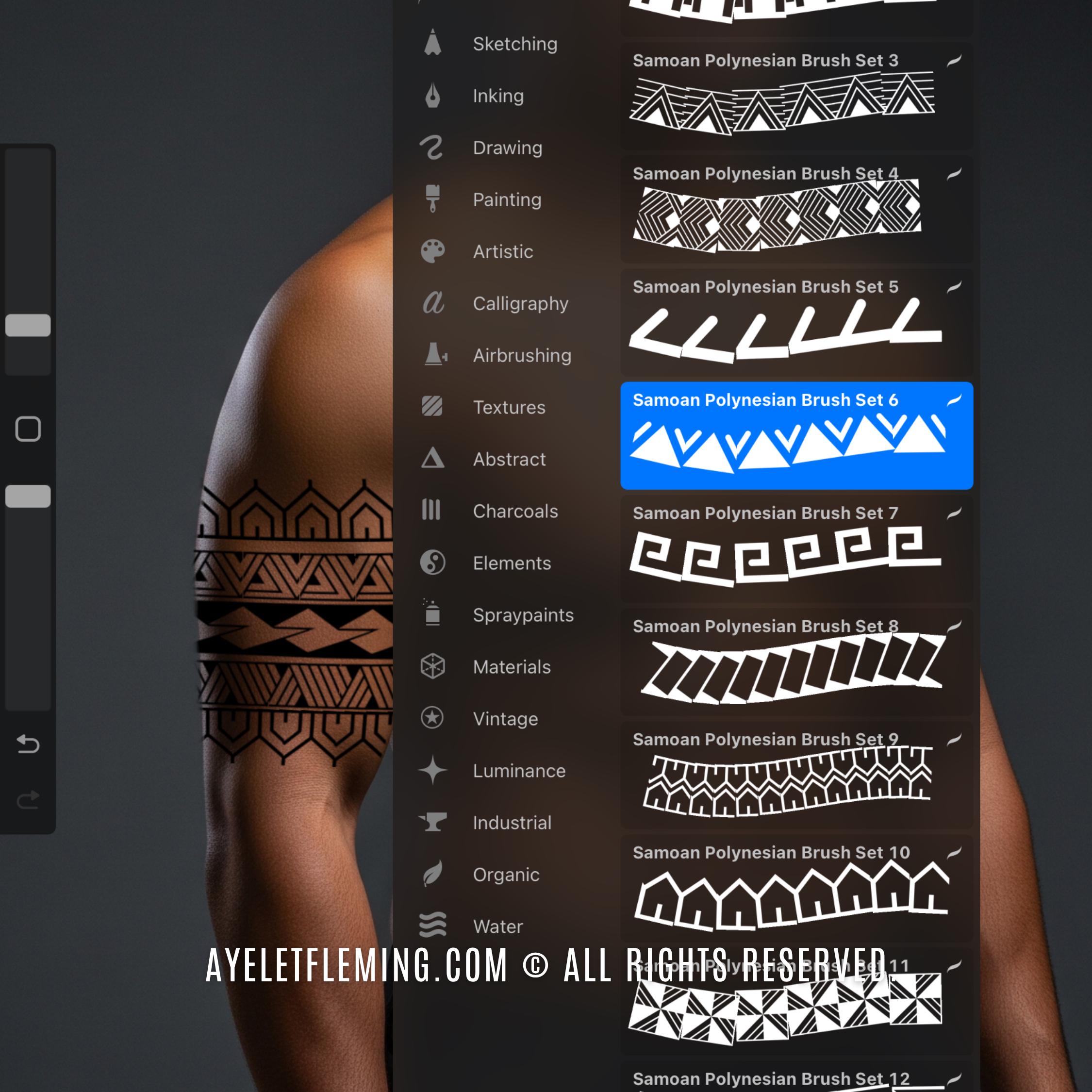 Samoan Tribal Tattoo Procreate Brush Set Tool, Polynesian Geometric ...