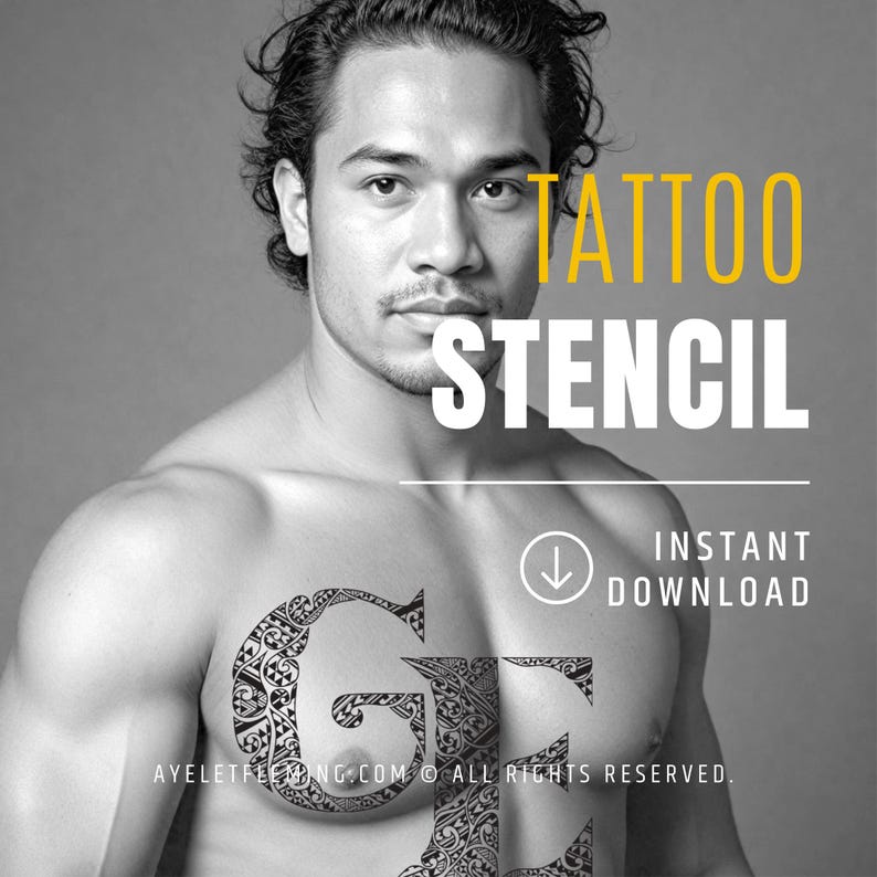 Polynesian Tribal Tattoo Alphabet Lettering Monogram Flash Sheet ...