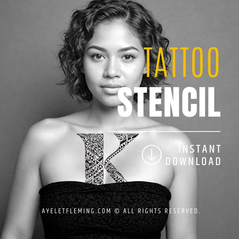 Polynesian Tribal Tattoo Alphabet Lettering Monogram Flash Sheet ...