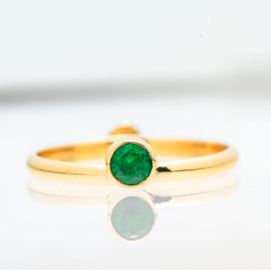 Emerald Gold Ring ,handmade in 18k Solid Yellow Gold. - Etsy