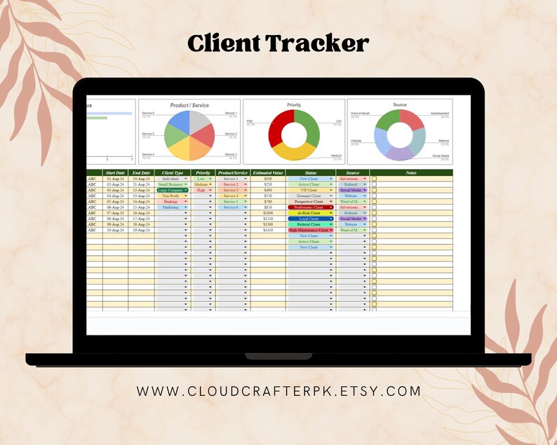 Client Tracker Spreadsheet CRM Google Sheets | Small Business Manager ...