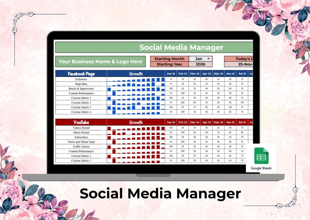 Social Media Content Planner Google Sheets, Content Management for ...