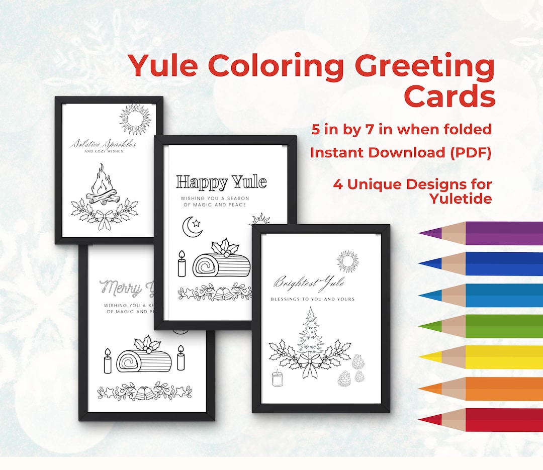 Printable Yule Coloring Card | Winter Solstice Activity | Printable ...