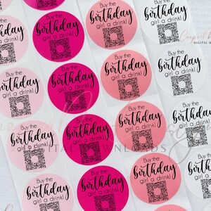 Buy the Birthday Girl a Drink Stickers Birthday Party Venmo Venmo QR ...