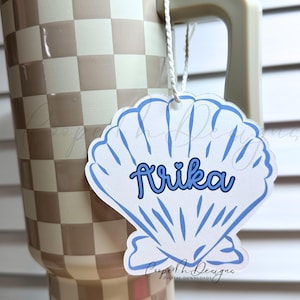 Seashell Bachelorette Gift Tag, Coastal Name Tag - Etsy