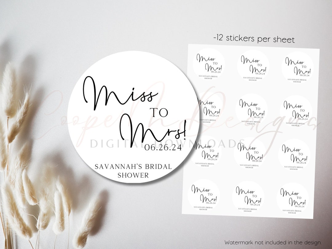 From Miss to Mrs Labels, Bridal Shower Sticker, Wedding Gift Bag ...